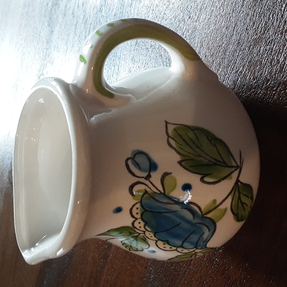 Art | White Japanese Made Ceramic Pitcher With Green Leaf Design | Poshmark